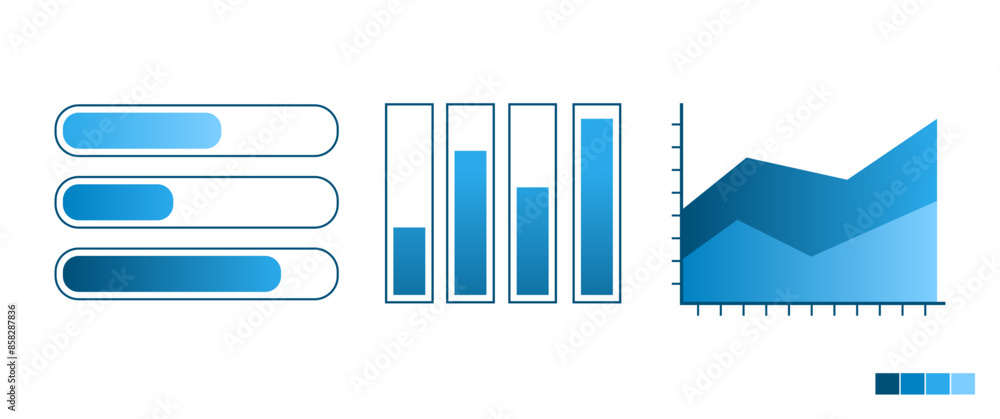 Blue Gradient Chart vector, Infographic, Diagram for Business ...