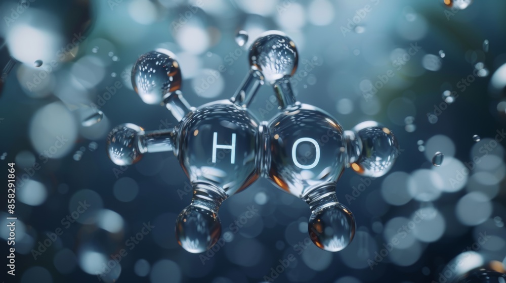 A scientific diagram showing the chemical formula for water (H2O), with ...
