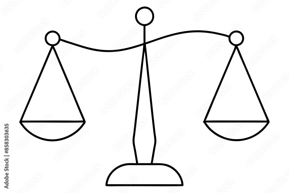 Balance scale line drawing, One continuous line drawing of law balance ...