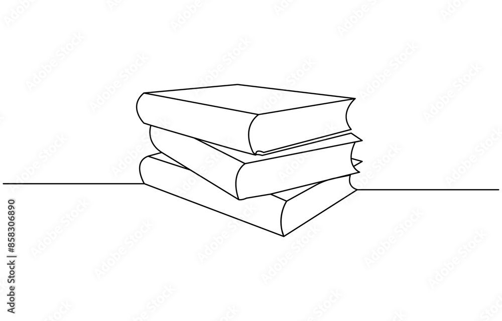 Continuous line drawing of book opening vector illustration, Continuous ...