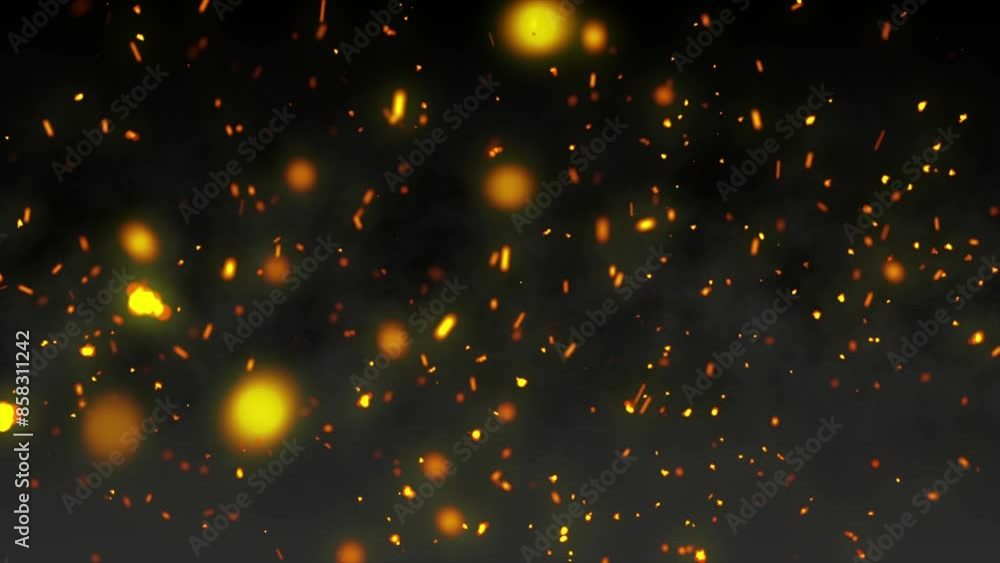 Flying fire particles sparks with smoke background. Fire embers ...