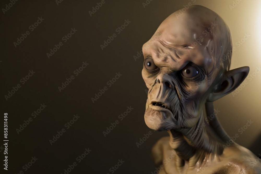 A creepy looking monster with a long nose and a long tongue. The ...