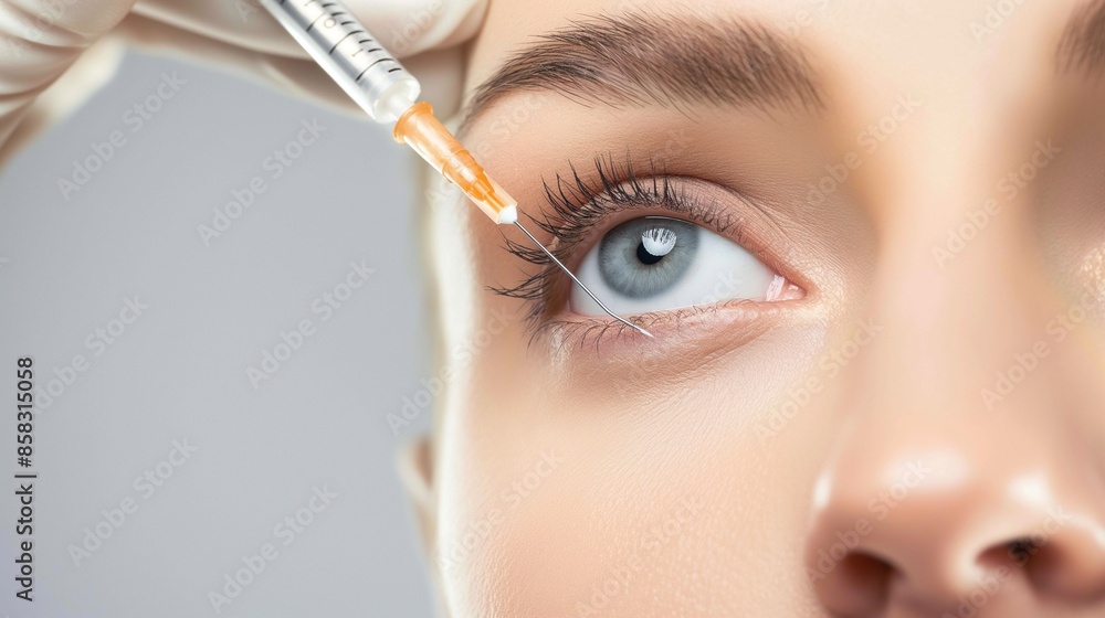Botox injections, neurotoxin botulinum into the skin, Young women ...