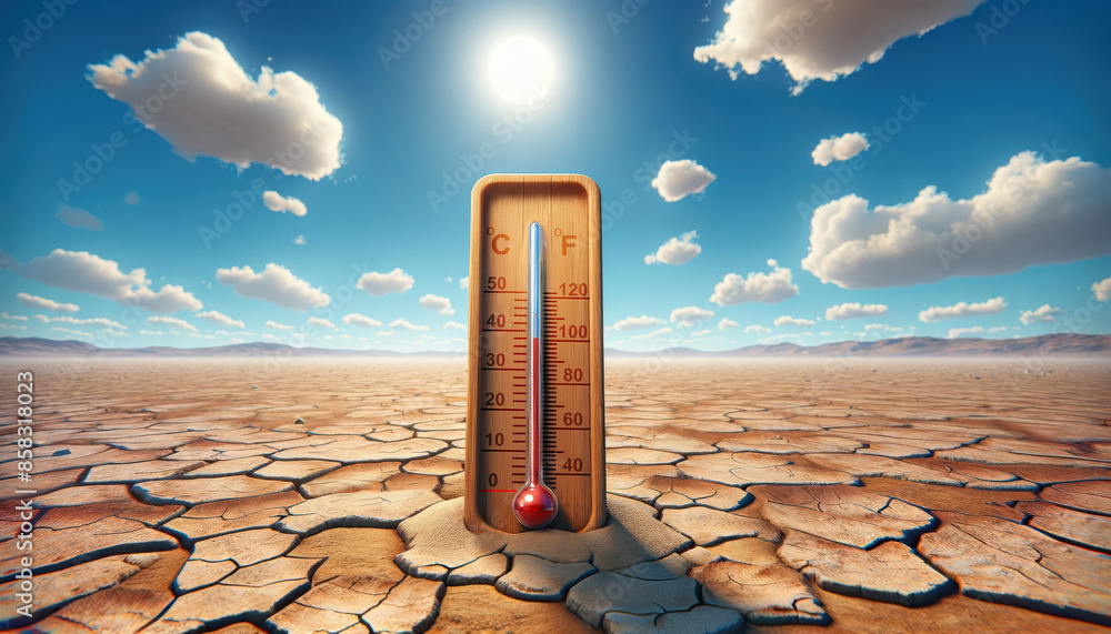 Heat, hot weather, global warming concept. High temperature on ...