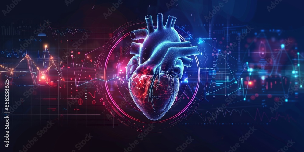 futuristic medical research or heart cardiology health care with ...