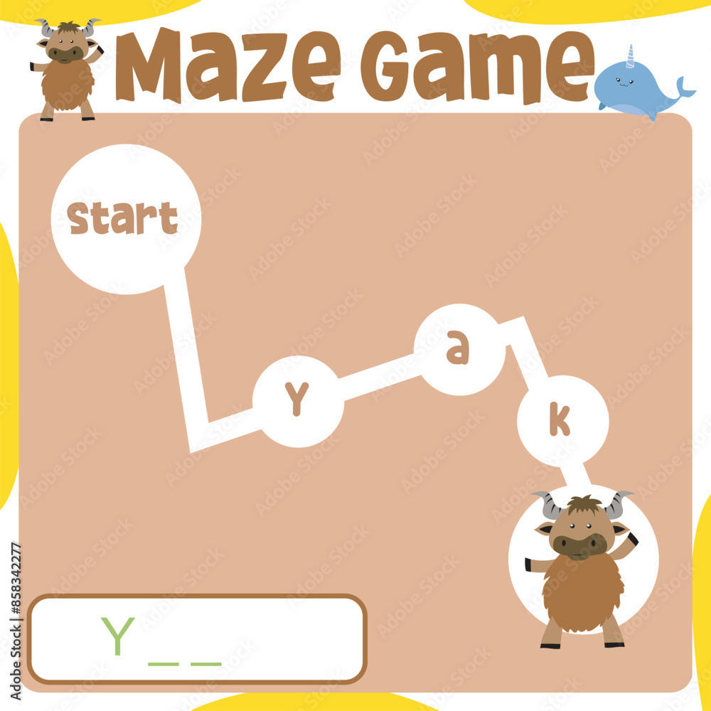 Maze game worksheet. Worksheet for learning English. Educational ...