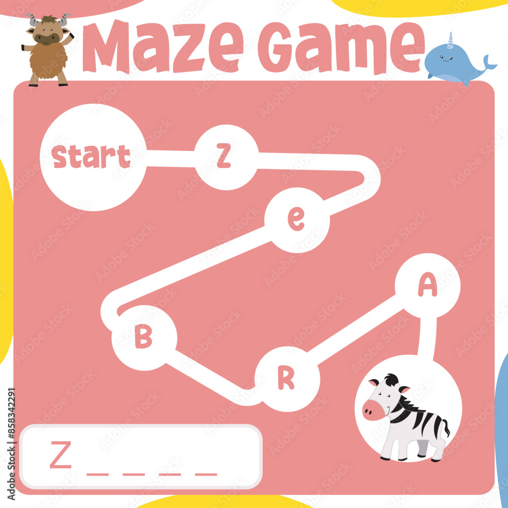 Maze game worksheet. Worksheet for learning English. Educational ...
