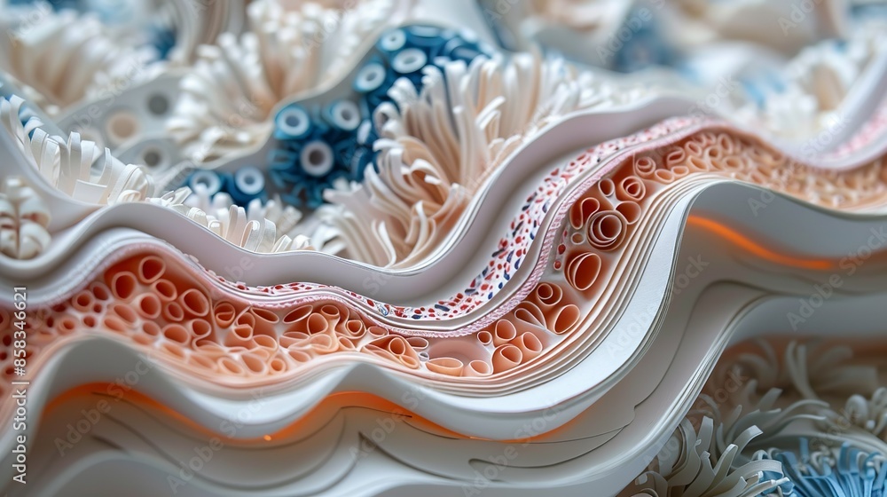An elaborately designed paper craft model of the human integumentary ...