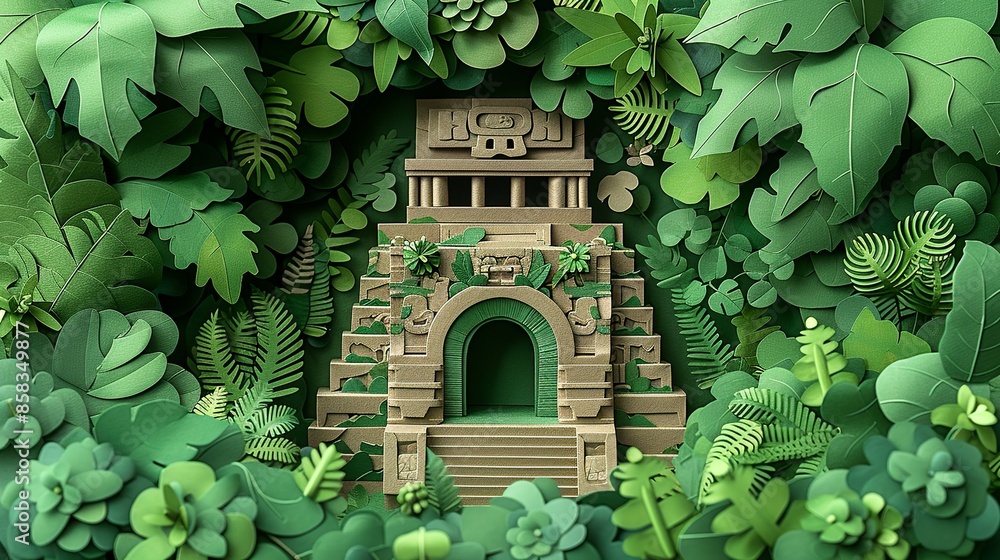 Paper craft ancient Mayan temple hidden deep in the jungle, perfect for ...