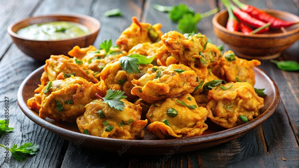 Crispy and golden pakoray, a popular Indian fried snack, food, Indian ...