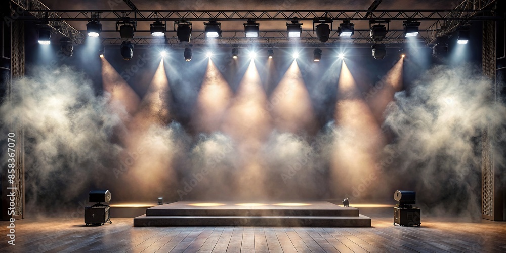Empty concert stage with smoke background, concert, stage, empty ...