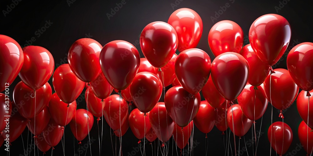 Floating red balloons on a black background, red, balloons, floating ...