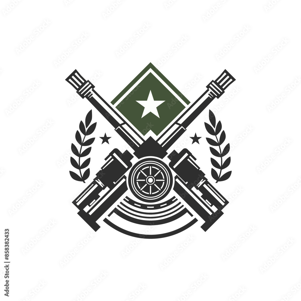Isolated artillery division coat of arms. Military logo with modern ...