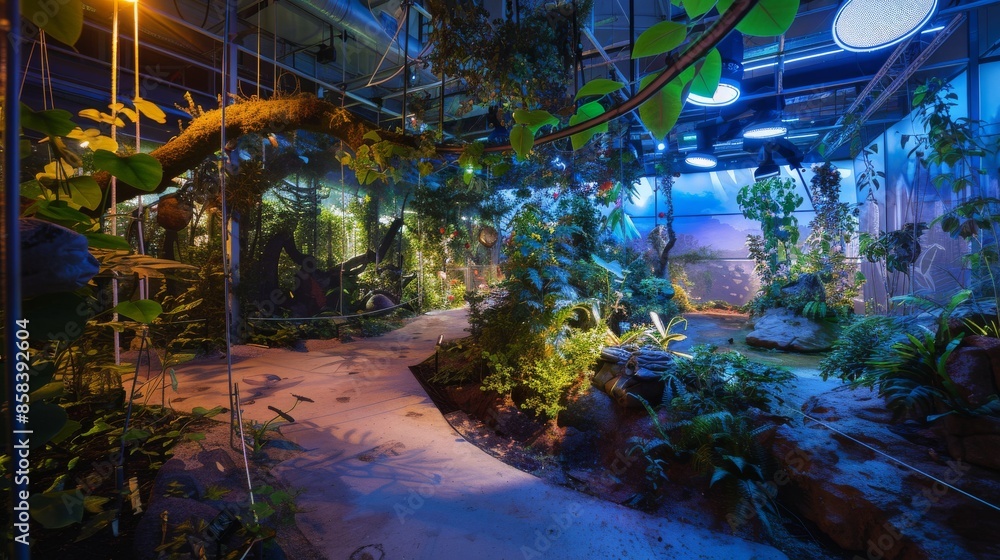 surreal biotech theme park where visitors explore genetically modified ...