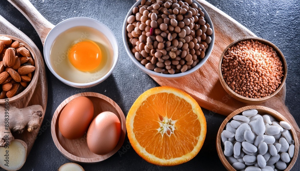 Natural sources of Vitamin B12 (Cobalamin). Healthy diet eating. Top ...