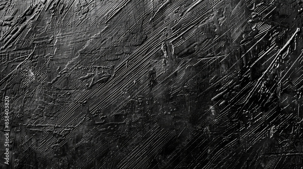 Industrial, distressed black metal background with rugged scratches and ...