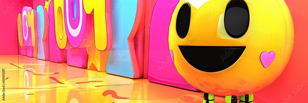 smiley face emoji with modern street art graffiti style Stock ...
