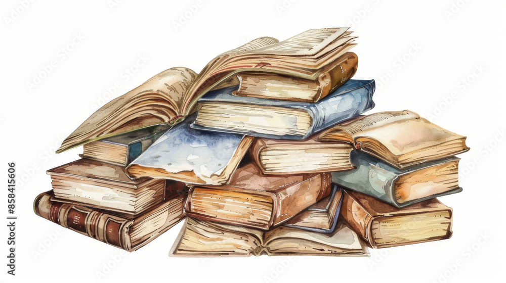 This pile of books and open book with upside-down pages represents ...