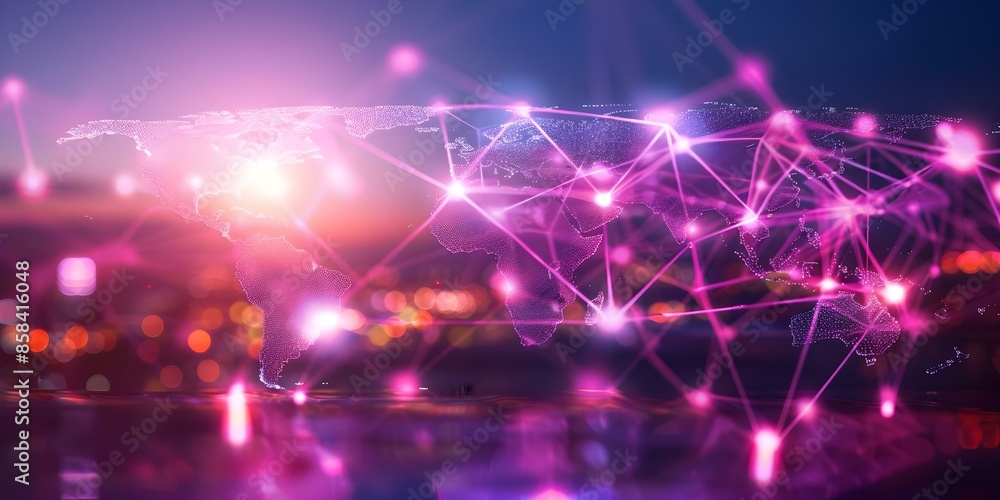 Illustration of Globalization with Interconnected World Map Lines and ...