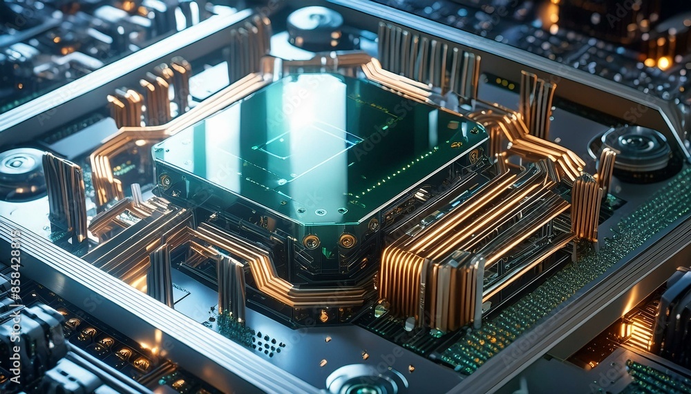 Highly detailed technology texture, AI supercomputer Chrome, insane ...