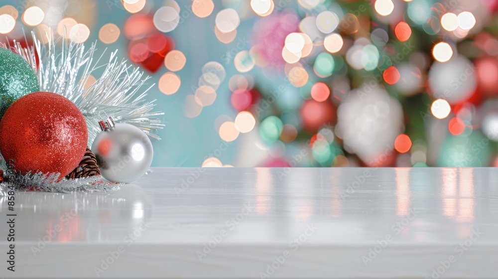 Festive Christmas Party Scene with Bright Red and Green Decorations on ...