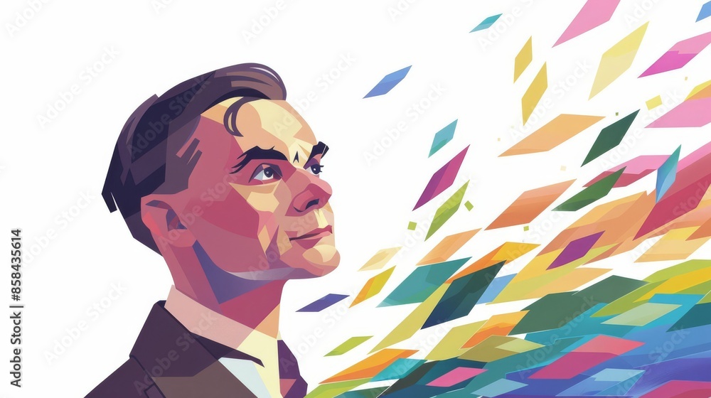 An illustration of Alan Turing, the father of computer science and ...