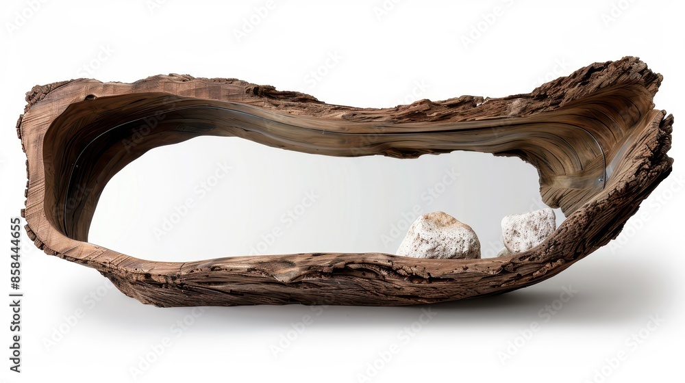 rustic walnut mirror with rough wood texture from polyhaven and cream ...