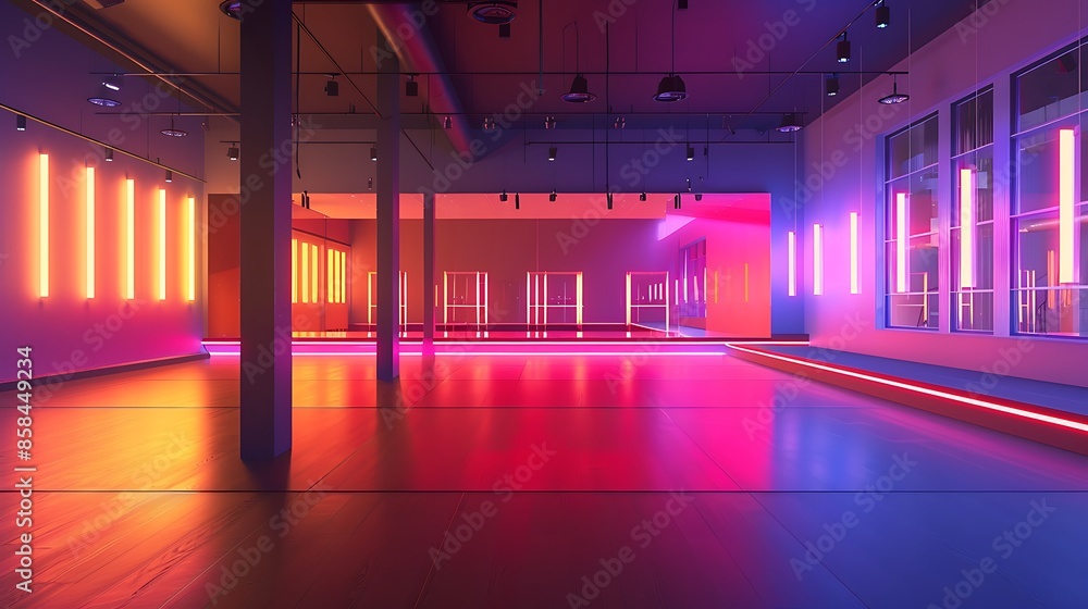 contemporary dance studio with a smart lighting system that changes ...