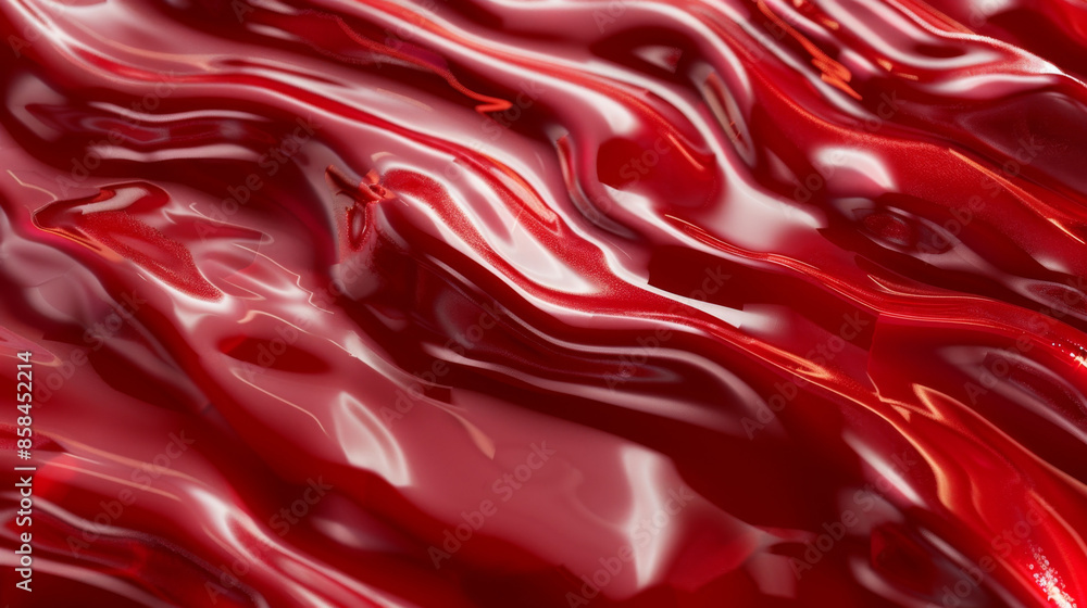 Red shiny wavy background, abstract red liquid texture with wavy lines ...