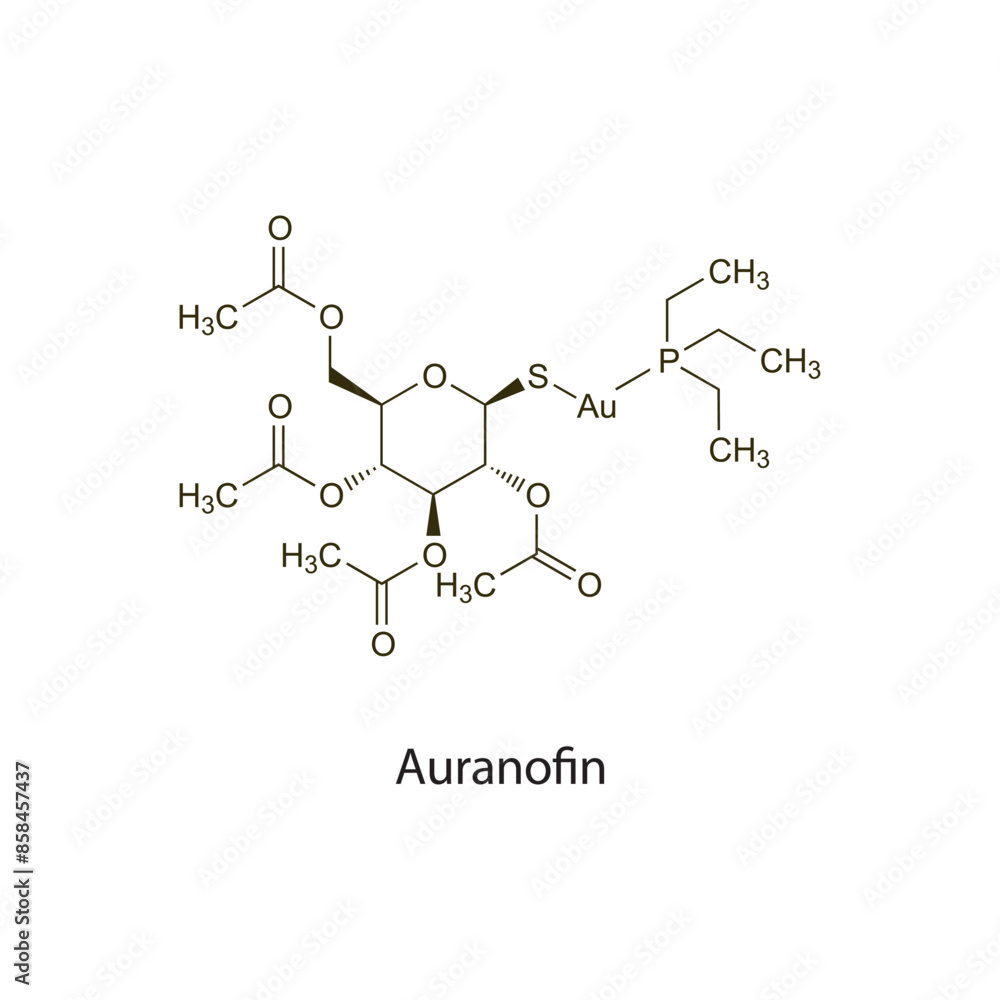 Auranofin flat skeletal molecular structure Disease-modifying ...
