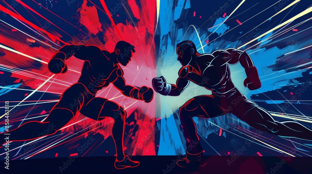 Vector design of a versus battle screen showing a team game fight in a ...