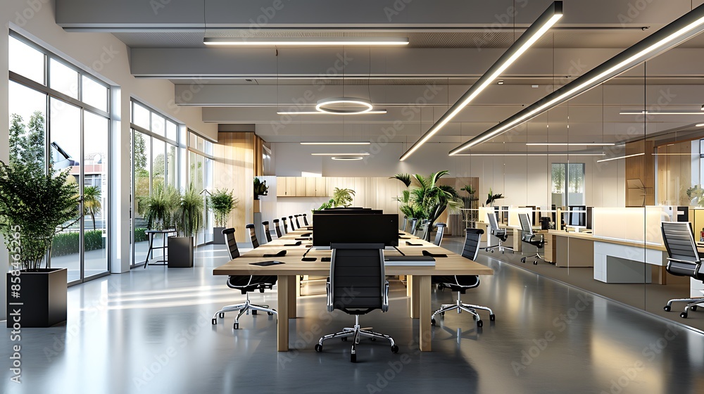 modern open-plan office space with a lighting system that adjusts based ...