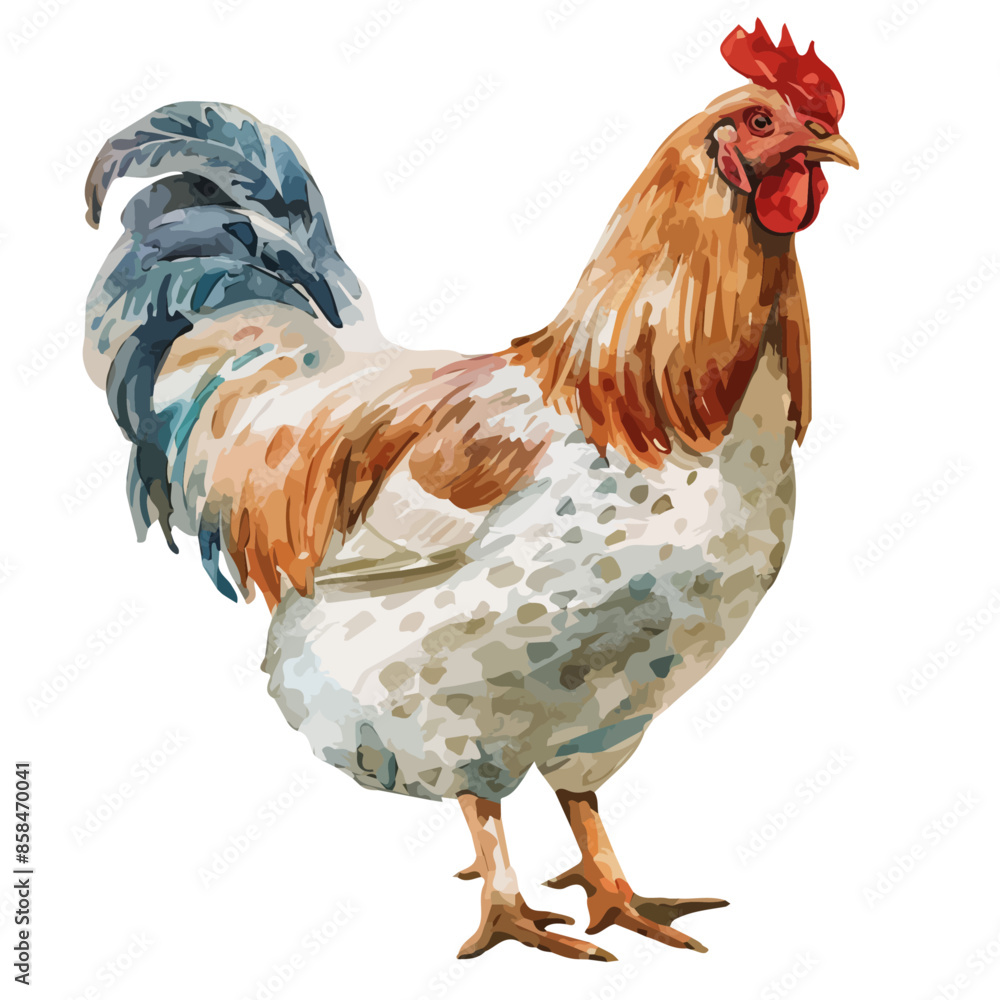 Watercolor clipart vector of a chicken, isolated on a white background ...