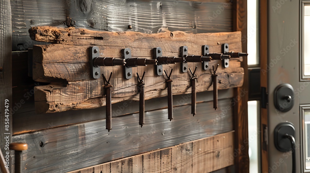 wall-mounted coat rack fashioned from reclaimed railroad spikes ...
