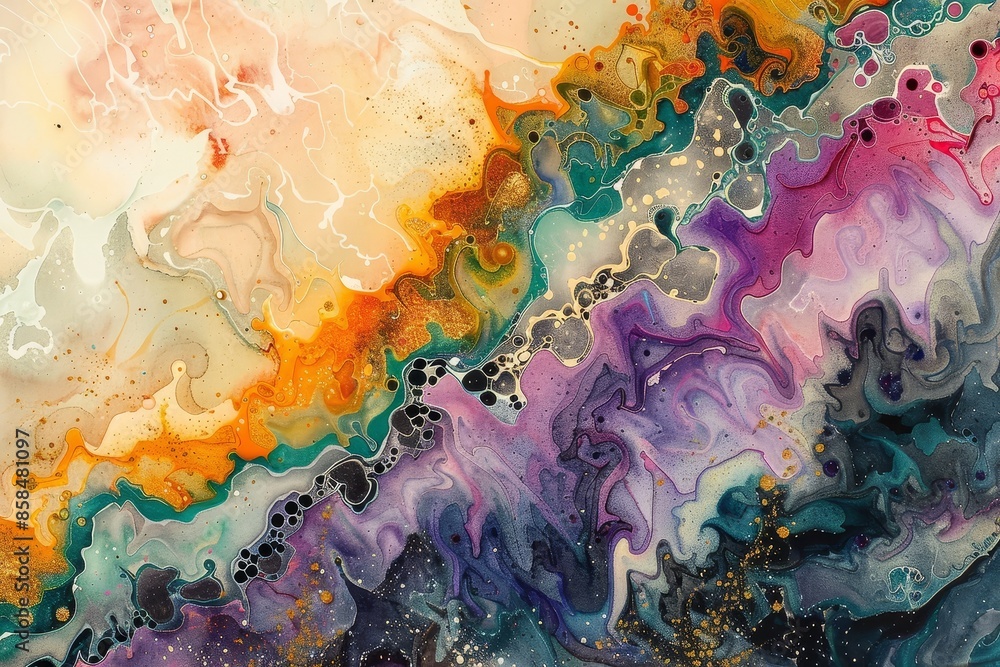 Captivating abstract watercolor painting depicting the divine figure of ...