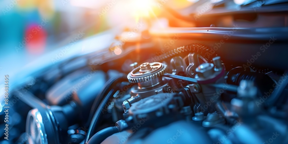 Illustration of Car Engine Gears and Timing Belt Replacement Abstract ...