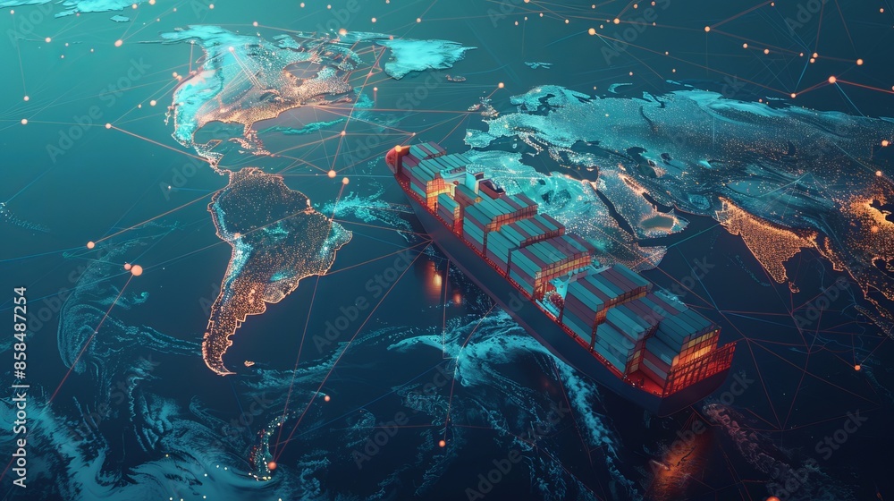 Cargo ships use artificial intelligence for global logistics and ...