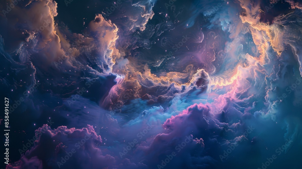 Deep colors and particle effects with velvety textures in abstract ...