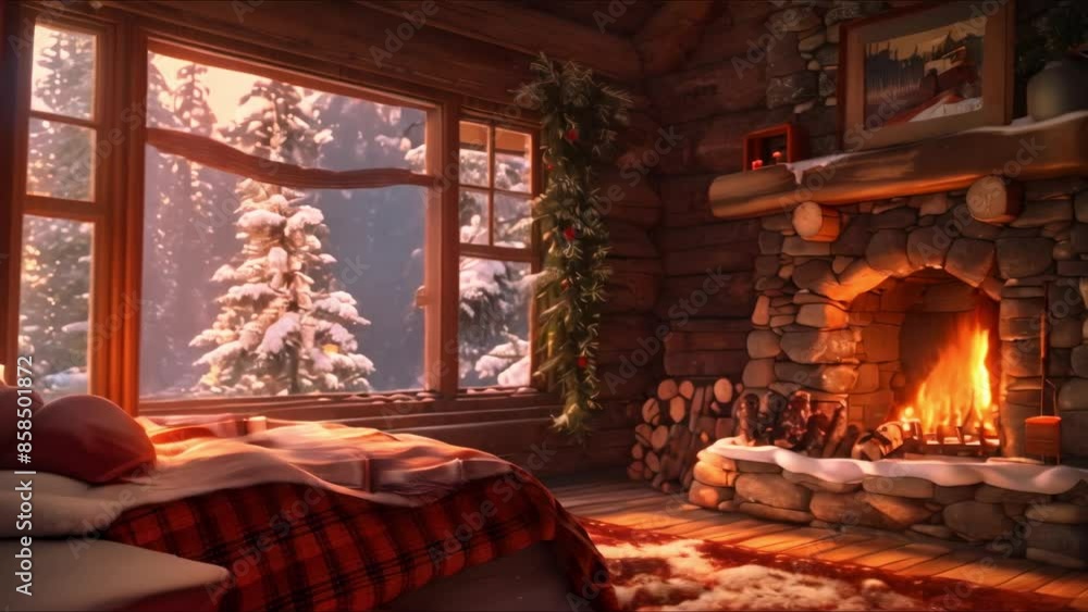 Chill vibes Animated cozy cabin with fireplace perfect for virtual ...