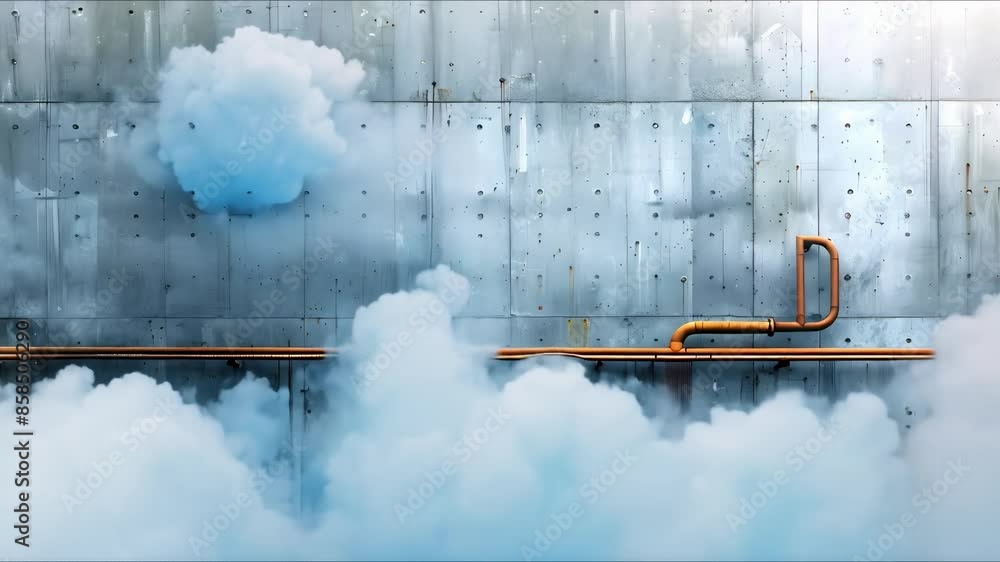 Steam pipes gleam against concrete wall in industrial setting. Concept ...