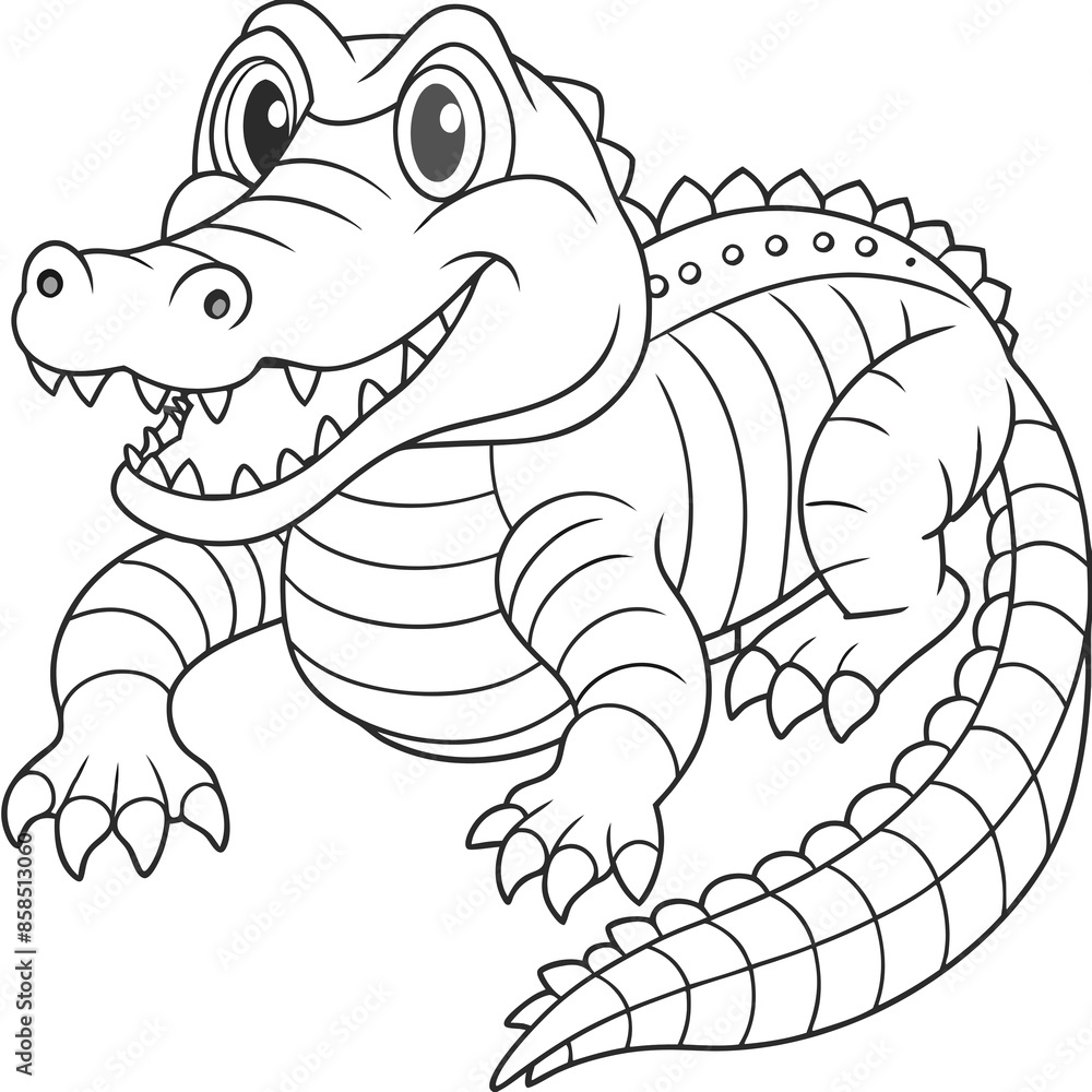 Cute Alligator Coloring Page - Fun and Educational for Kids Stock ...