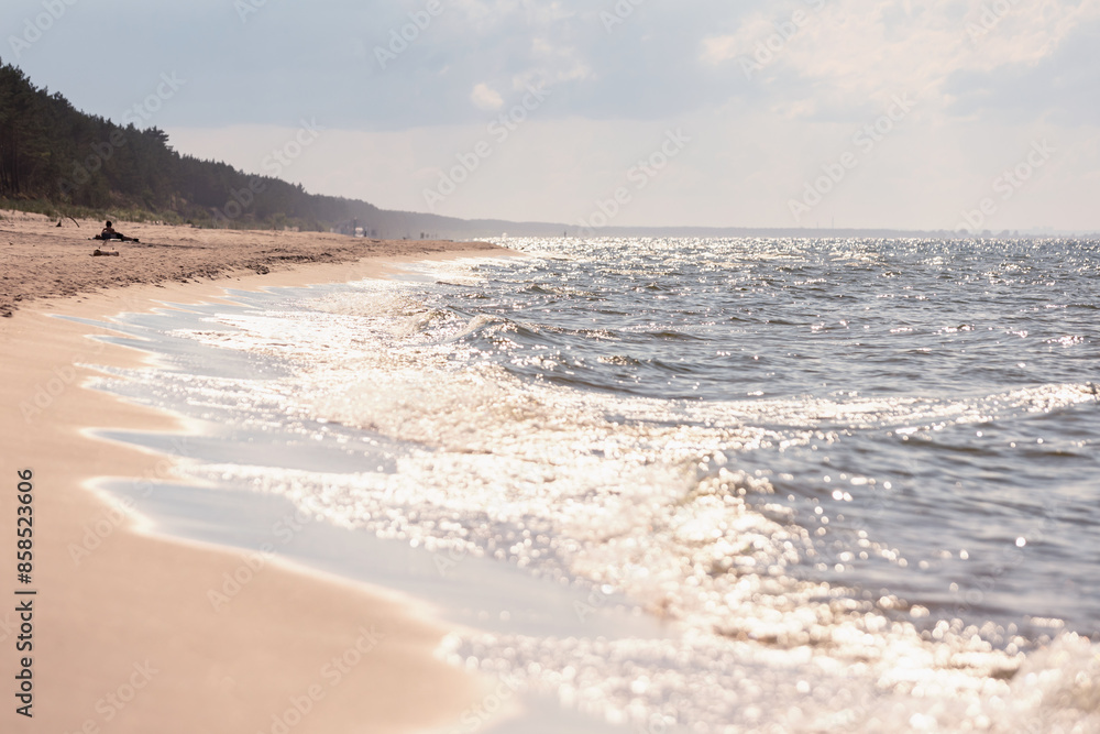 Linia brzegowa nad morzem, krajobraz morski, tapeta, wakacje i ...