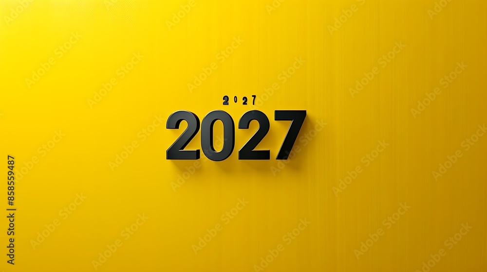 "2027" on an empty solid background with bright yellow color, in a ...