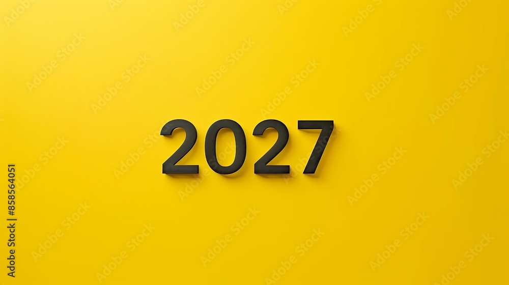 "2027" on an empty solid background with bright yellow color, in a ...