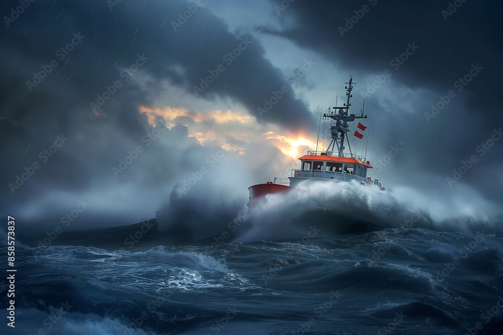 Coast Guard ship in the sea background, Coast Guard Ship Patrolling the ...