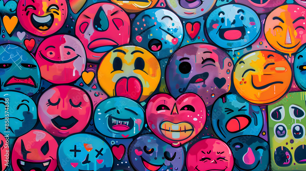 Vibrant Collage of Emotion Icons Depicting a Range of Human Feelings ...