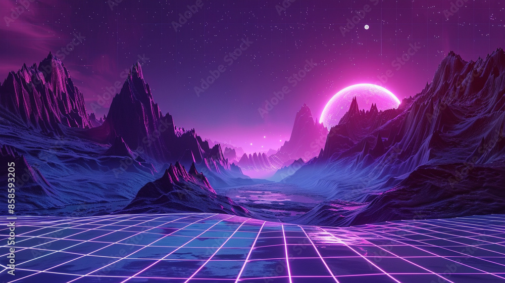 80s visual concept retro futuristic image abstract Stock Illustration ...