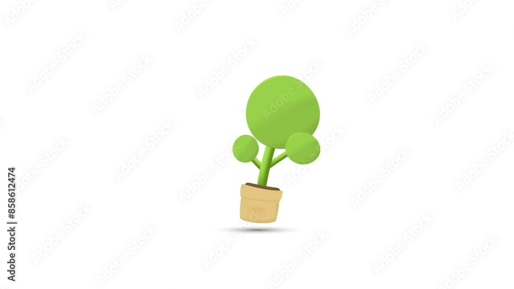 2D animated tree slowly moving with wind blowing, moving stems and ...