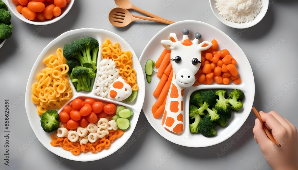 Food vegetables for kids children of animal giraffe concept creative 2 ...