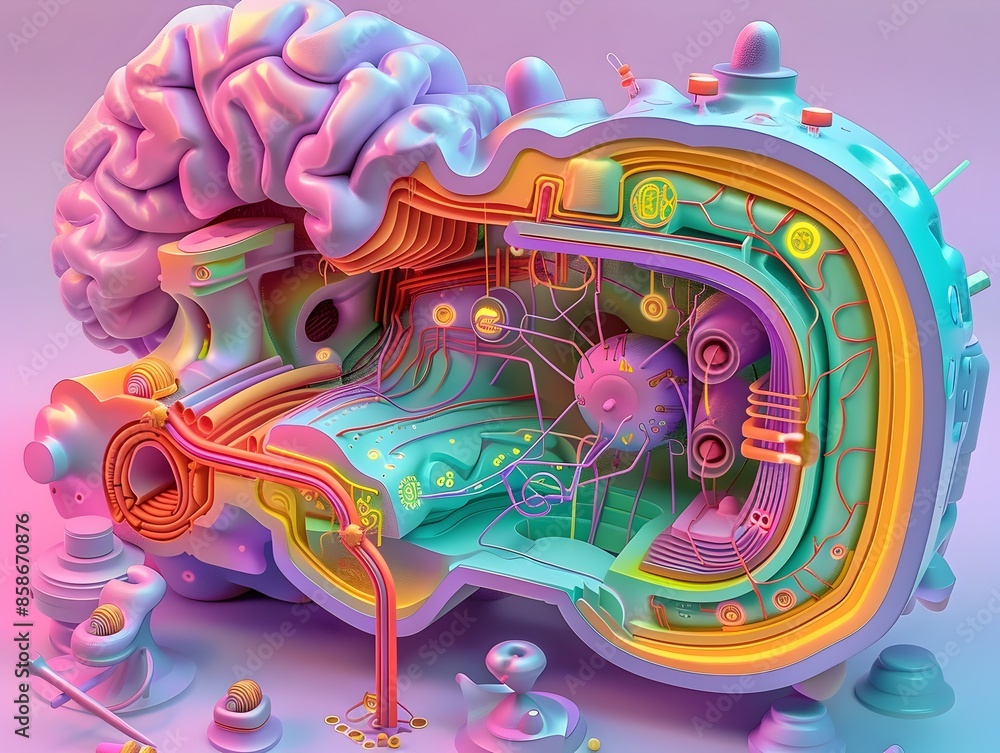 ภาพประกอบสต็อก Detailed 3D render showcasing the intricate structures ...